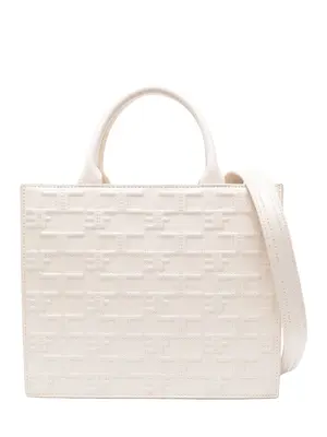 Elisabetta Franchi Embossed Monogram Tote Bag - White