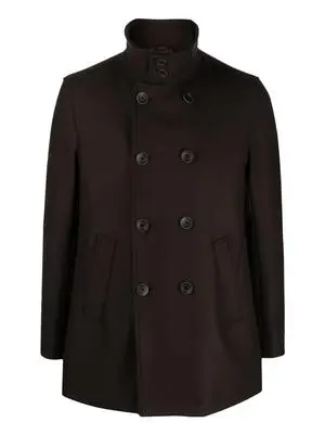Herno Double-breasted Virgin Wool-blend Coat - Brown