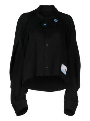 Mihara Yasuhiro Logo Patches Panelled Cotton Shirt - Black