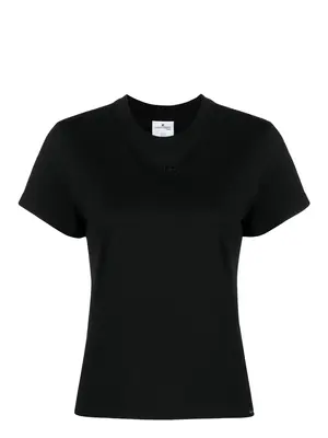 COURREGES Logo-embroidered T-shirt - Black