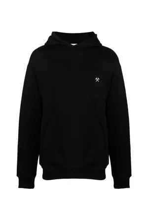 GMBH Logo-embroidered Organic Cotton Hoodie - Black
