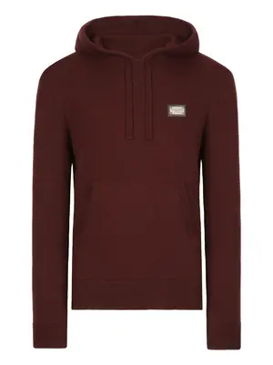 Dolce & Gabbana Logo-plaque Knitted Hoodie - Brown