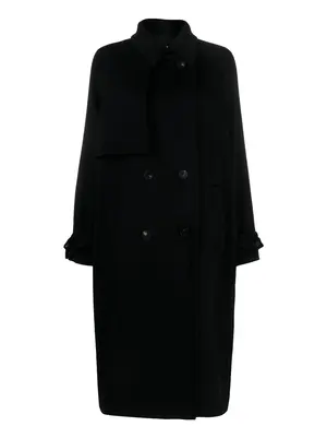 Alberto Biani Double-breasted Virgin Wool Coat - Black