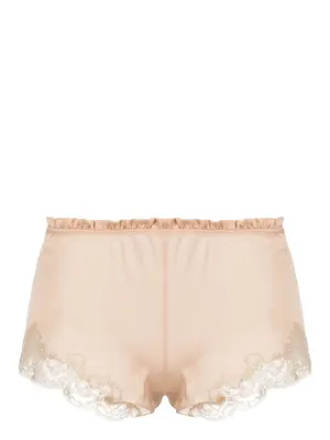 Carine Gilson Calais Caudry-lace Silk Shorts - Neutrals
