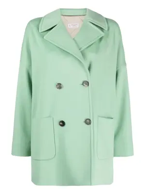 Alberto Biani Double-breasted Virgin Wool Coat - Green