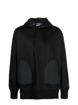 Junya Watanabe Ripstop-panel Cotton Hoodie - Black