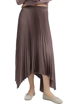 MANGO Handkerchief Hem Pleated Skirt