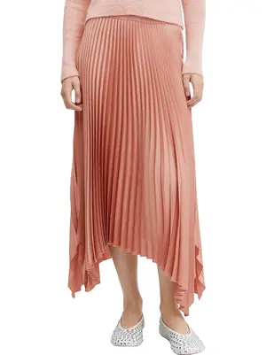 Mango Handkerchief Hem Pleated Skirt Pastel Pink