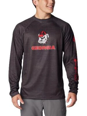 Columbia Georgia Bulldogs Pfg Terminal Tackle Long Sleeve T-shirt - Heather Charcoal