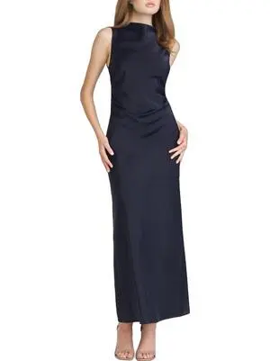 WAYF WAYF X Jourdan Sloane Bella Satin Dress Navy