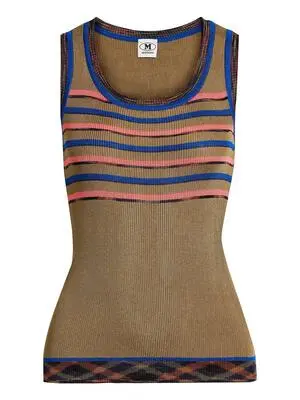 Missoni Striped Crochet-knit Tank - Army Green