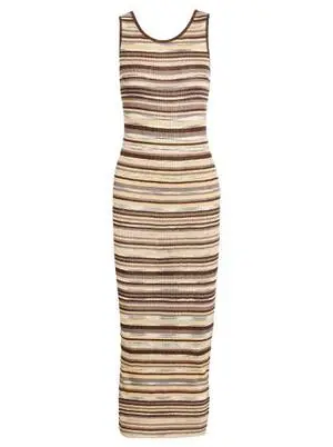 Missoni Metallic Spacedyed Ribbed-knit Midi Dress - Brown