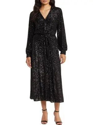 Anne Klein Sequin Midi Dress - Anne Black