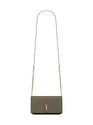 Saint Laurent Cassandre Phone Holder With Strap Light Musk Smooth Leather/gold