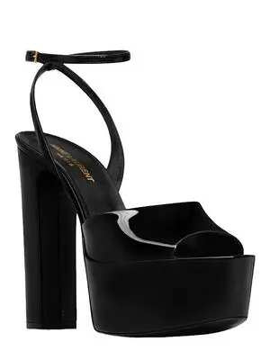 Saint Laurent Jodie Platform Sandals - Black Patent