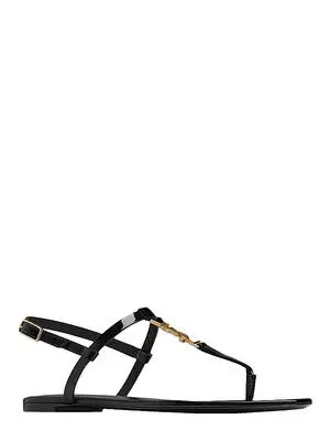 Saint Laurent Cassandra Sandals In Patent Leather - Black/gold Patent