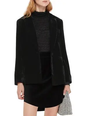 Whistles Olivia Velvet Blazer - Black