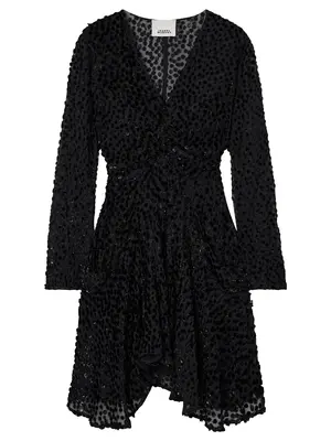 Isabel Marant Usmara Metallic Devoré-velvet Mini Dress - Black