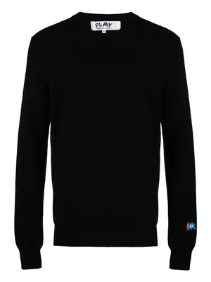 Play Comme Des Garcon Logo-patch Wool Jumper - Black