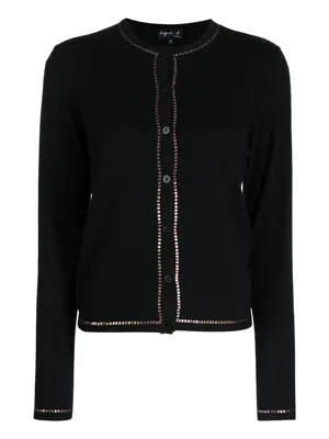 AGNÈS B. Paillettes Fine-knit Cardigan - Black