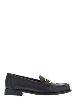 FERRAGAMO Logo-plaque Leather Loafers - Black