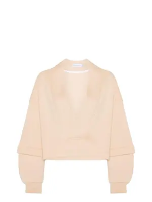 IOANA CIOLACU V-neck Cotton-blend Sweatshirt - Neutrals