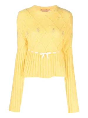 CORMIO Floral-embroidered Sweater - Yellow