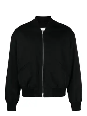 JIL SANDER Zip-up Wool Bomber Jacket - Black
