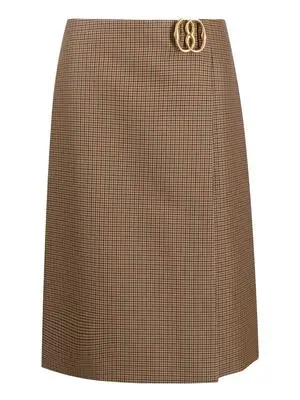 BALLY Logo-Plaque Check-Pattern Knee-Length Skirt