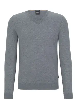 BOSS V-neck Virgin-wool Jumper - Grey