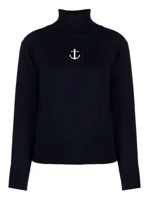 JIL SANDER Logo-patch High-neck Jumper - Blue