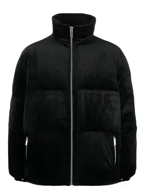 Gcds Logo-embossed Velvet Padded Jacket - Black
