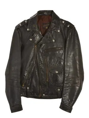 Vintage Leather Moto Jacket - Black
