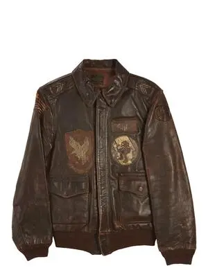 Vintage Wwii 485th Division A-2 Leather Jacket - Brown