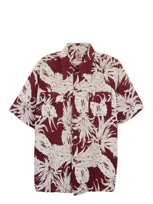 Vintage Floral Hawaiian Shirt - Burgundy