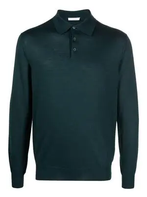 CRUCIANI Fine-knit Long-sleeved Polo Shirt - Green