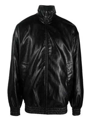 Gcds High-shine Faux-leather Jacket - Black
