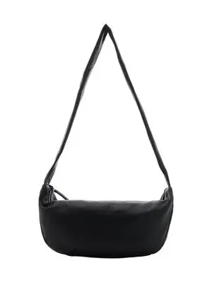 ST. AGNI Crescent Leather Shoulder Bag Black