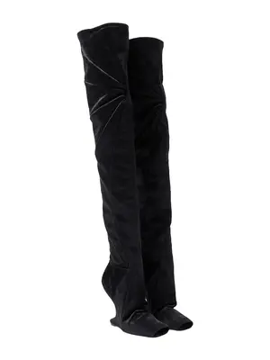 Rick Owens Cantilever Over-the-knee Velvet Boots - Black