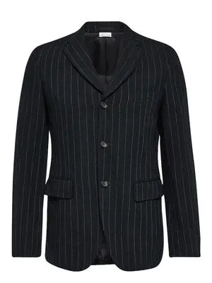 Comme Des Garçons Homme Deux Chalk Striped Single-breasted Blazer - Black