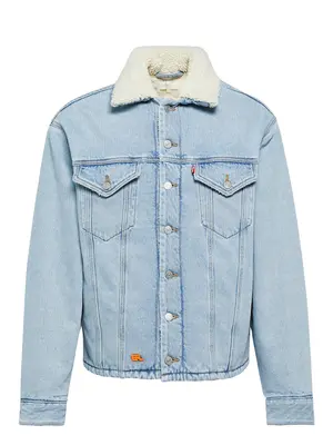 ERL Faux Fur-trimmed Denim Jacket - Blue