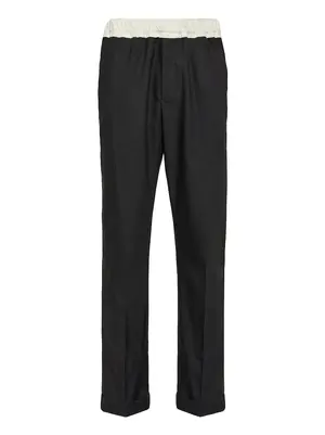 WALES BONNER Silk-trimmed Wool Pants - Black