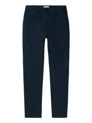 Mr P. Adam Slim-fit Cotton-blend Twill Chinos - Blue