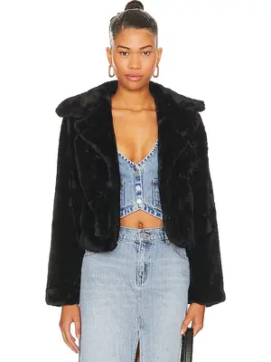 MORE TO COME Payton Faux Fur Jacket - Black