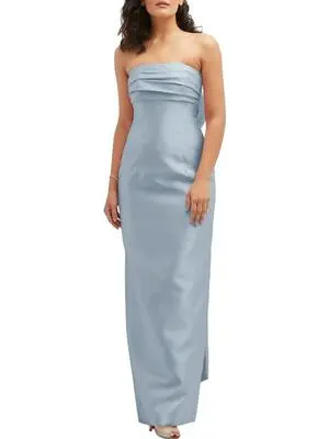 Alfred Sung Strapless Bow Back Satin Gown - Mist