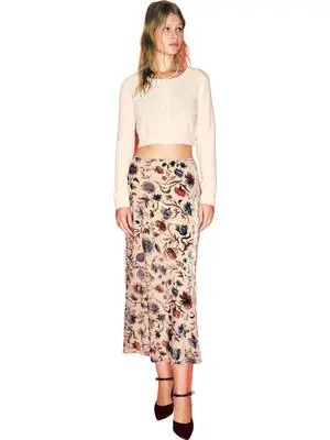 REFORMATION Layla Velvet Midi Skirt - Multi