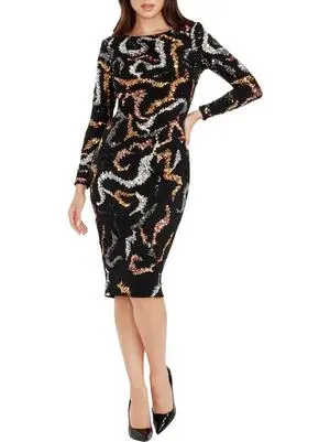 Dress The Population Dress The Population Emmalyn Sequin Cocktail Dress Black Multi