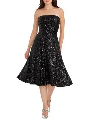 Dress The Population Ruby Sequin Strapless Cocktail Dress - Jet Black