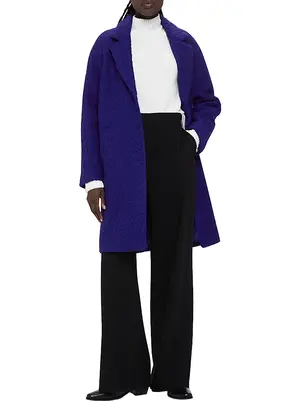 Whistles Wool Boucle Coat - Blue