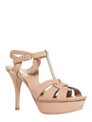 Saint Laurent Tribute Platform Sandals - Nude Patent